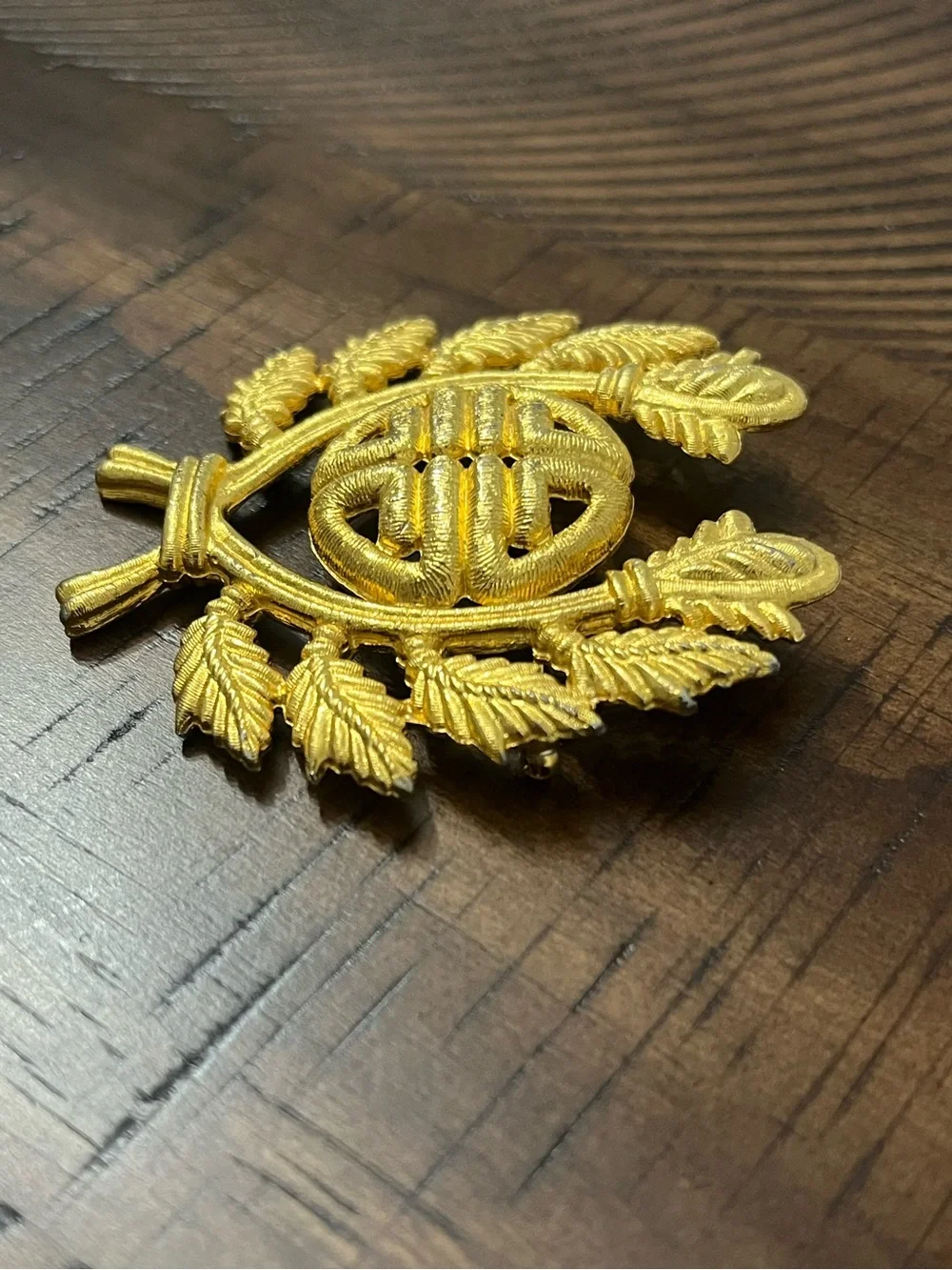 Givenchy | Jewelry | Givenchy 4g Logo Laurel Leaf Goldtone Brooch Paris ...